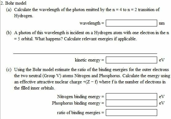 Solved 2. Bohr model the wavelength of the photon emitted by | Chegg.com