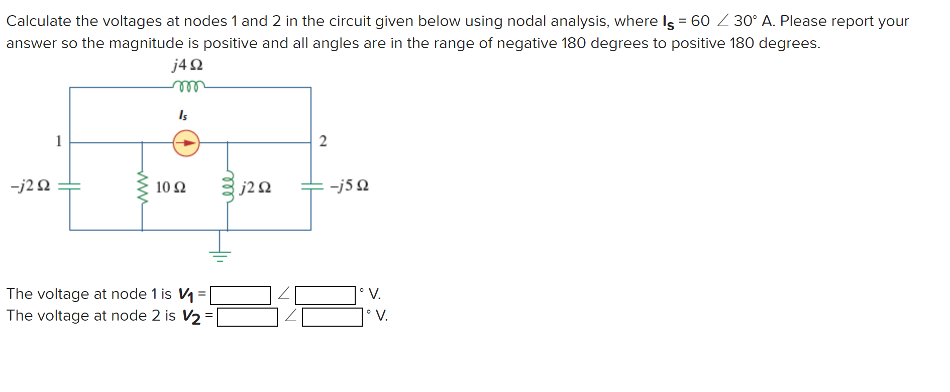 Solved Calculate the voltages at nodes 1 and 2 in the | Chegg.com