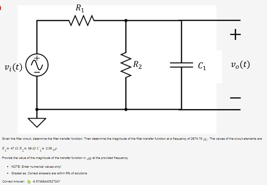 Solved Given the filter circuit, determine the filter | Chegg.com