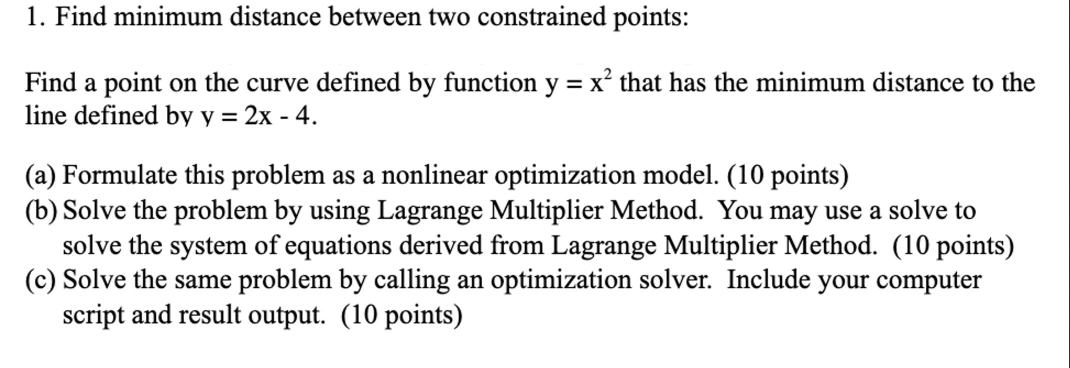 Find minimum distance between two constrained | Chegg.com