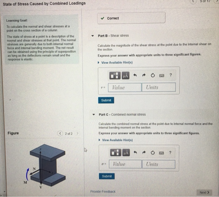 Solved State of Stress Caused by Combined Loadings A column | Chegg.com