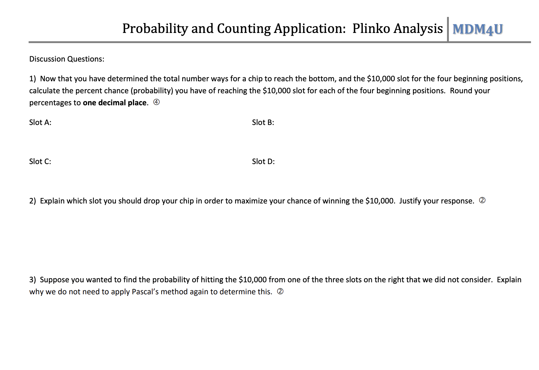 Solved Probability and Counting Application: Plinko Analysis | Chegg.com