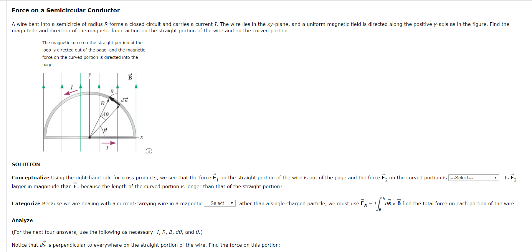 Solved Force on a Semicircular Conductor A wire bent into a | Chegg.com