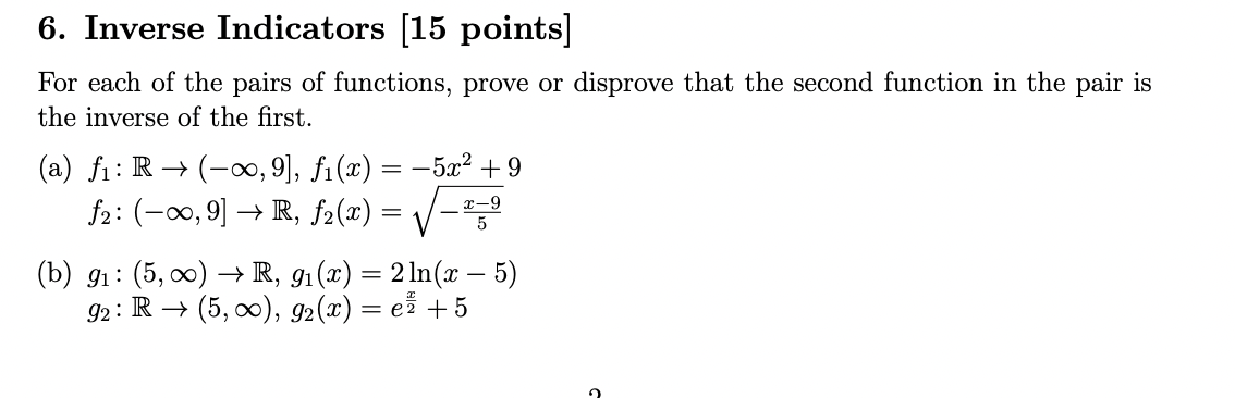 Solved 6. Inverse Indicators [15 points] For each of the | Chegg.com