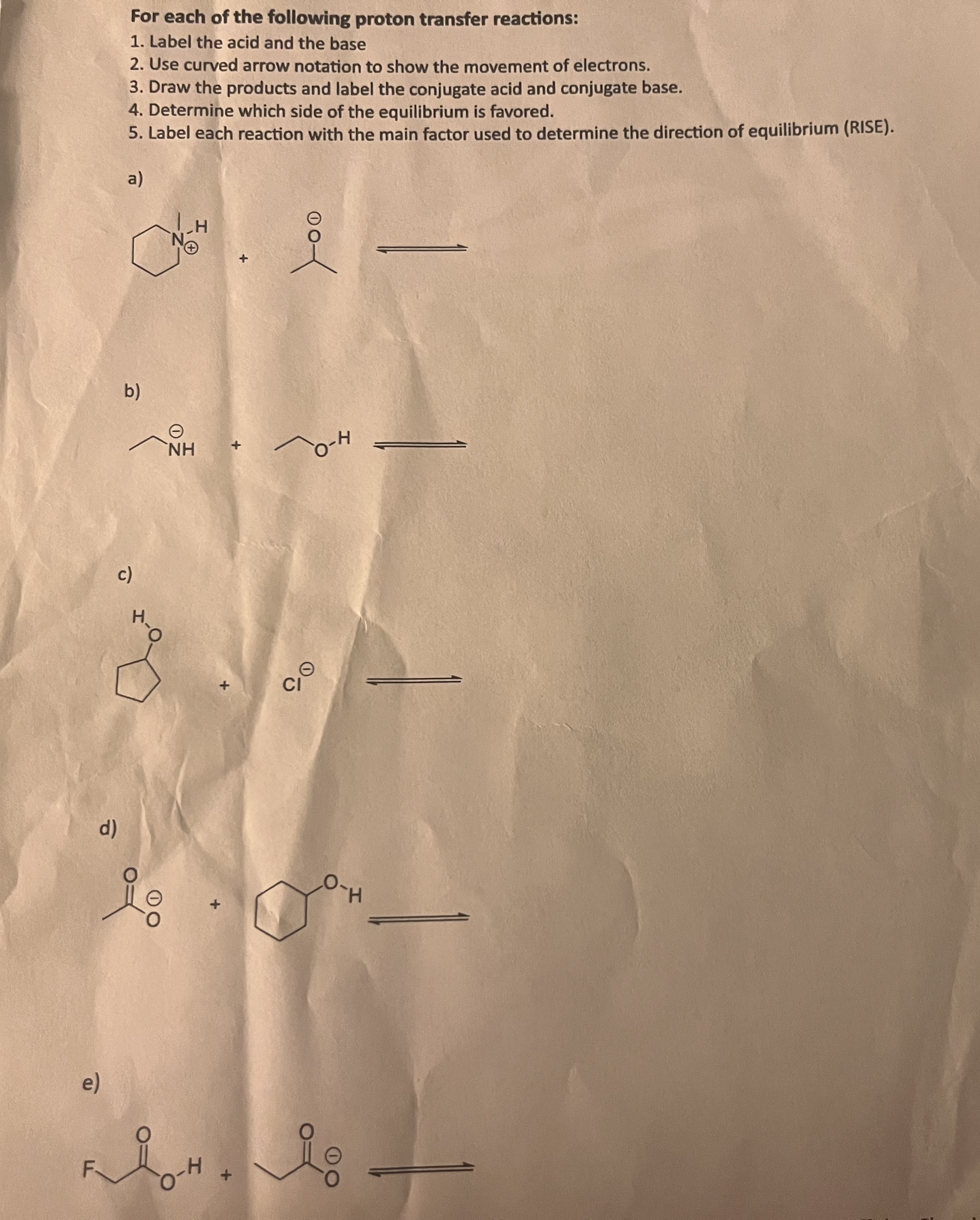 Solved For each of the following proton transfer reactions: | Chegg.com