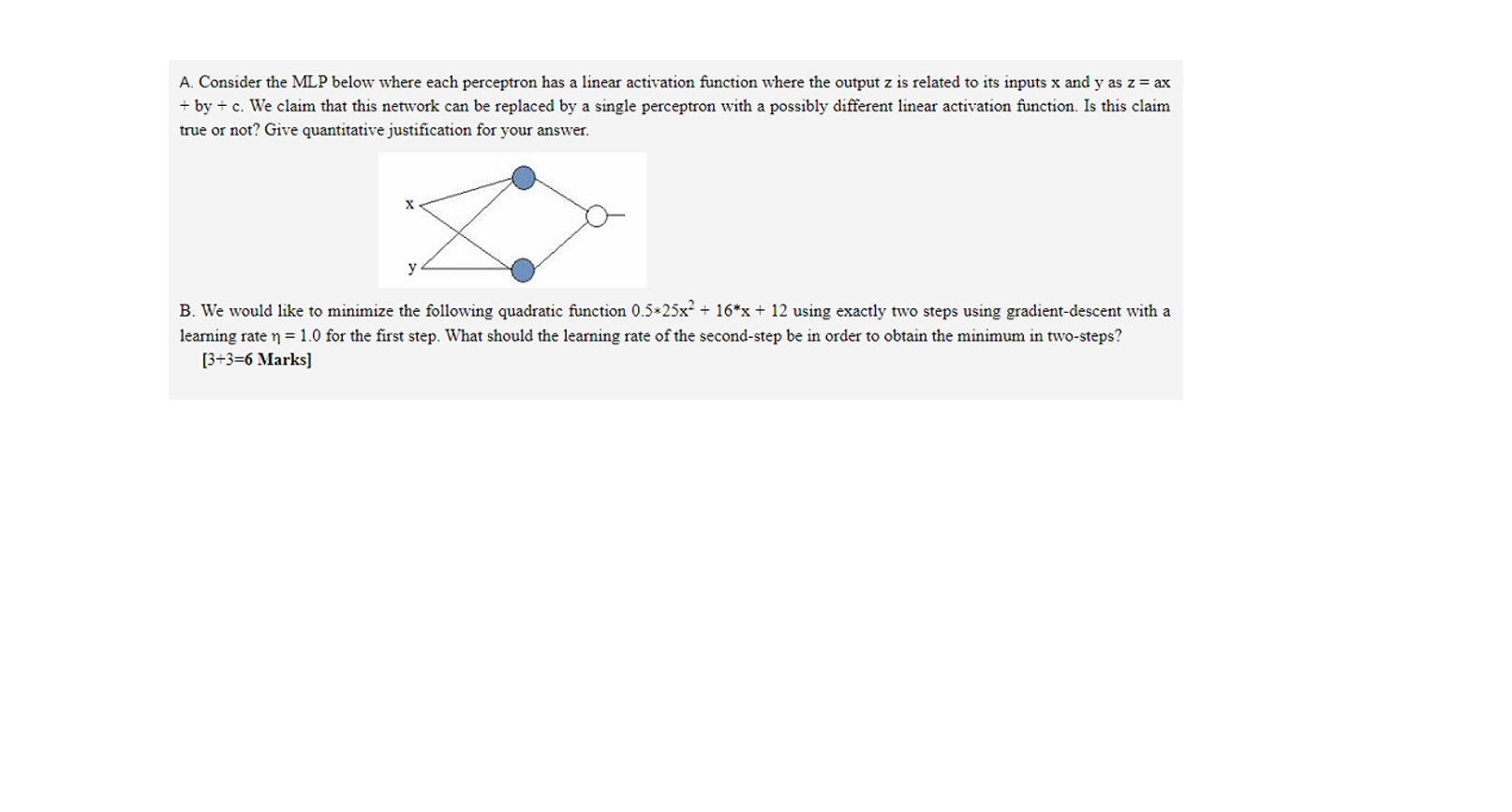 Solved A. Consider the MLP below where each perceptron has a | Chegg.com