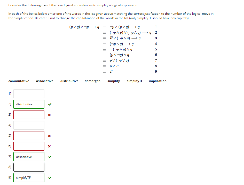 Solved Consider the following use of the core logical | Chegg.com