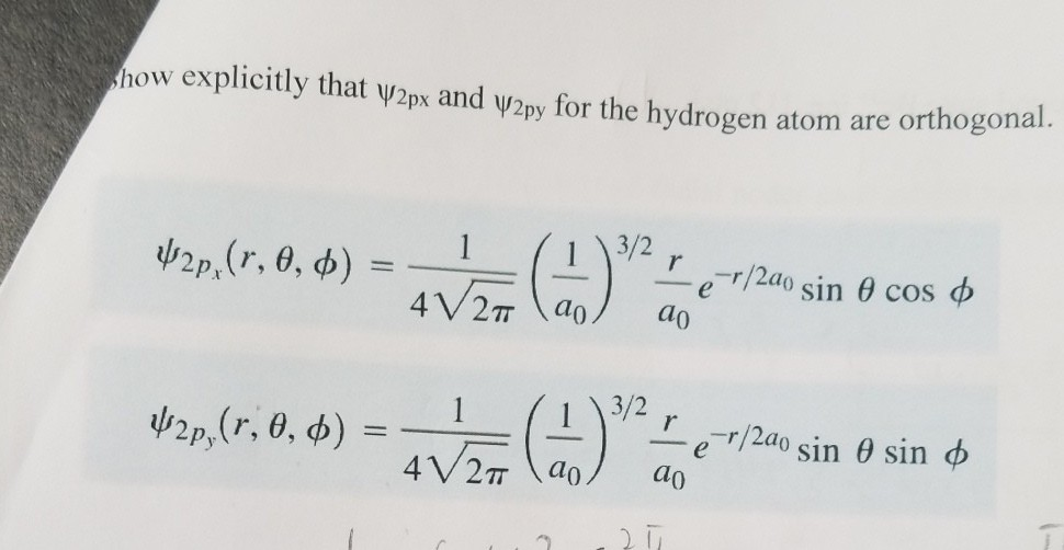 Solved Show Explicitly That The Wave Function Of 2px And 2py 8505