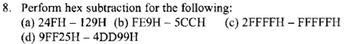 Solved Perform hex subtraction for the | Chegg.com