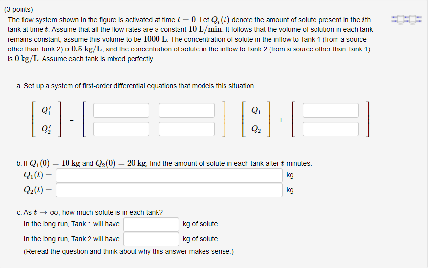 Solved (3 points) The flow system shown in the figure is | Chegg.com