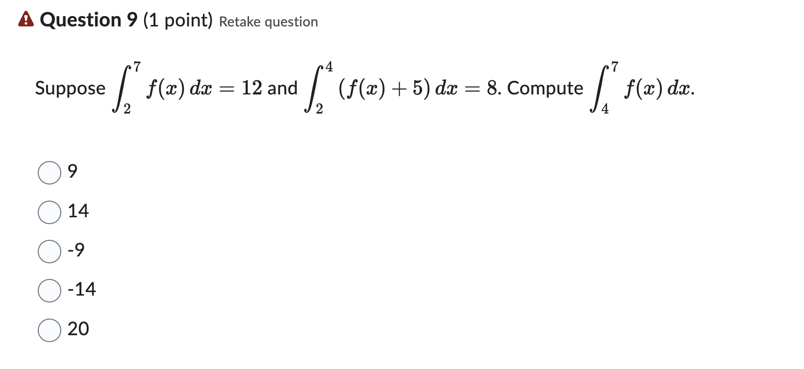 Solved Suppose ∫27f(x)dx=12 and ∫24(f(x)+5)dx=8. Compute | Chegg.com