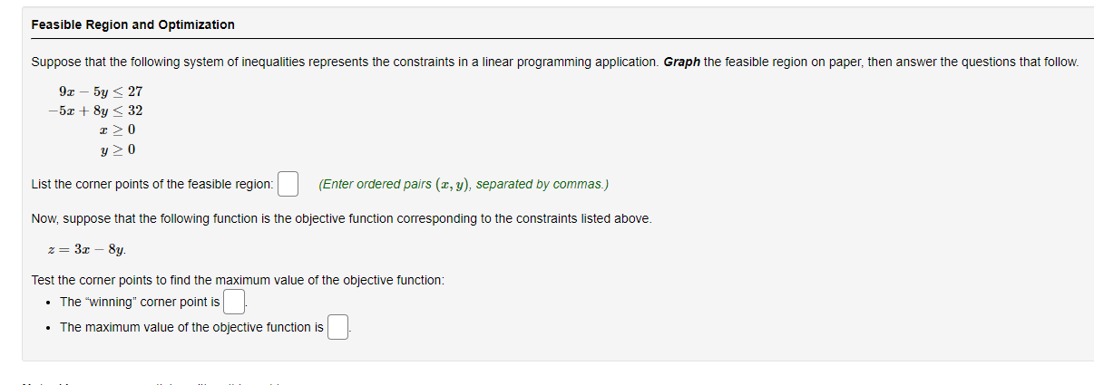 Solved Suppose that the following system of inequalities | Chegg.com