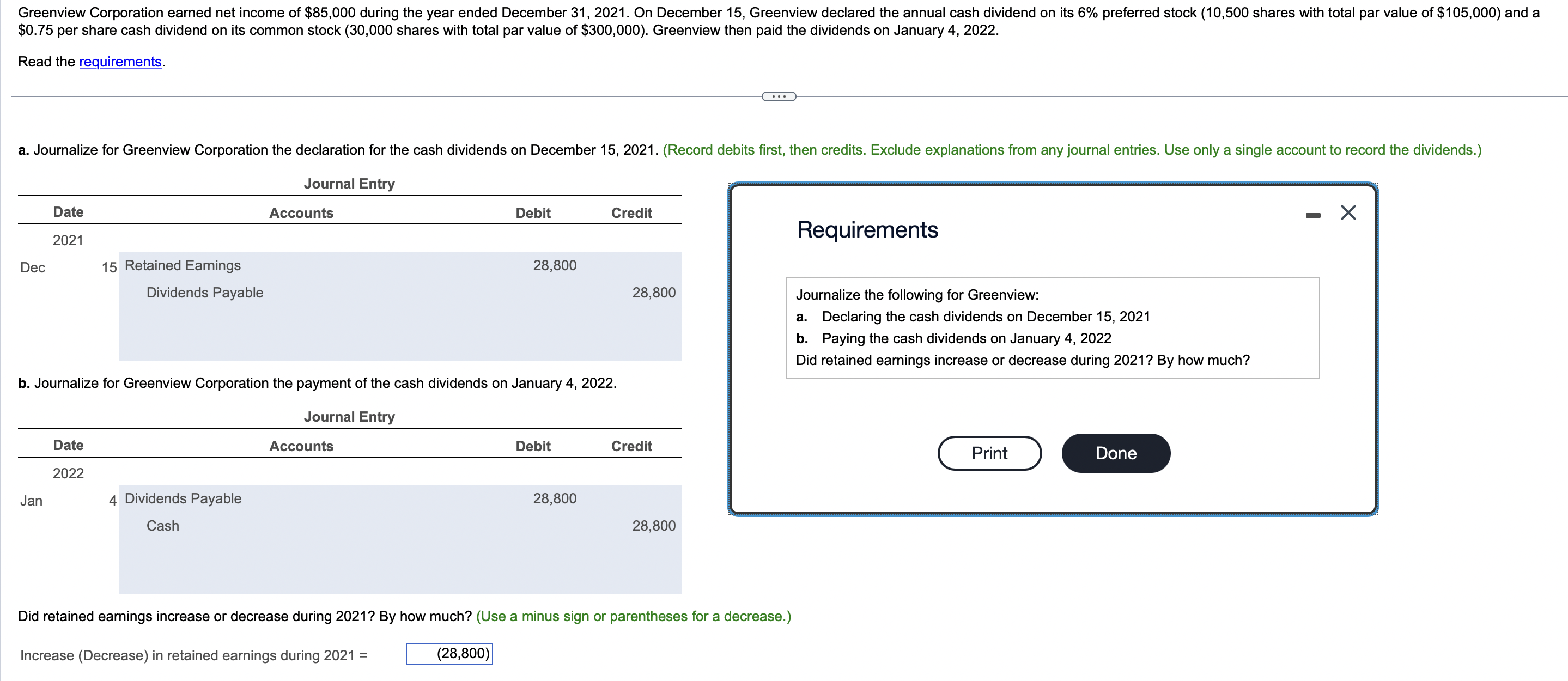Solved $0.75 ﻿per share cash dividend on its common stock | Chegg.com