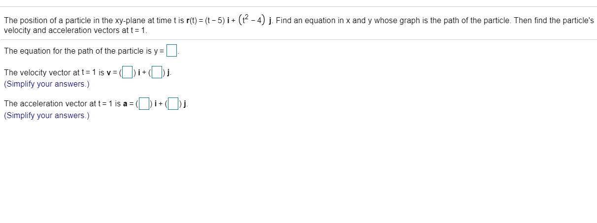 Solved The position of a particle in the xy-plane at time t | Chegg.com