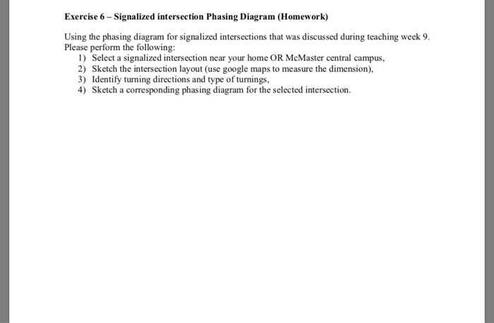 Solved Exercise 6- Signalized intersection Phasing Diagram | Chegg.com