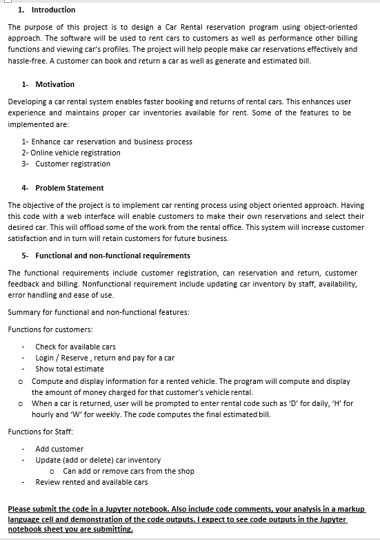 Solved 1. Introduction The purpose of this project is to | Chegg.com