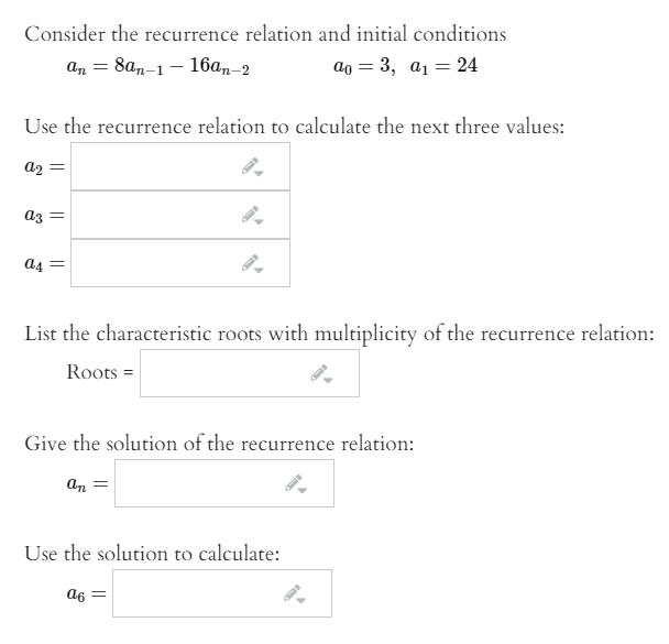 Solved Consider the recurrence relation and initial | Chegg.com