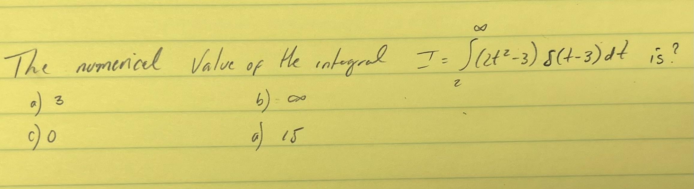 Solved . = 2 The numerical value of He integral I= S(2+²-3) | Chegg.com