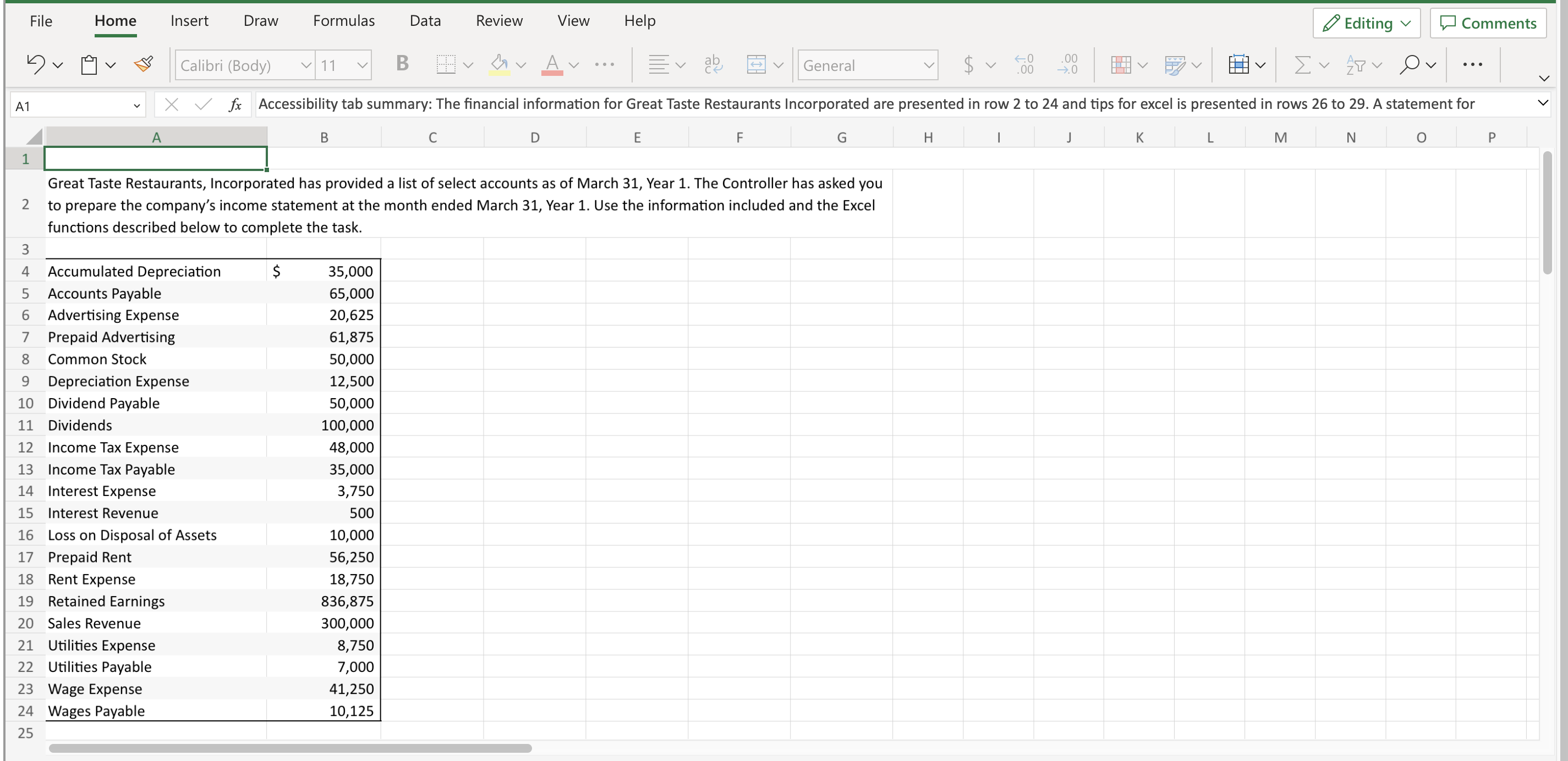 Solved File Home Insert Draw Formulas Data Review View Help | Chegg.com