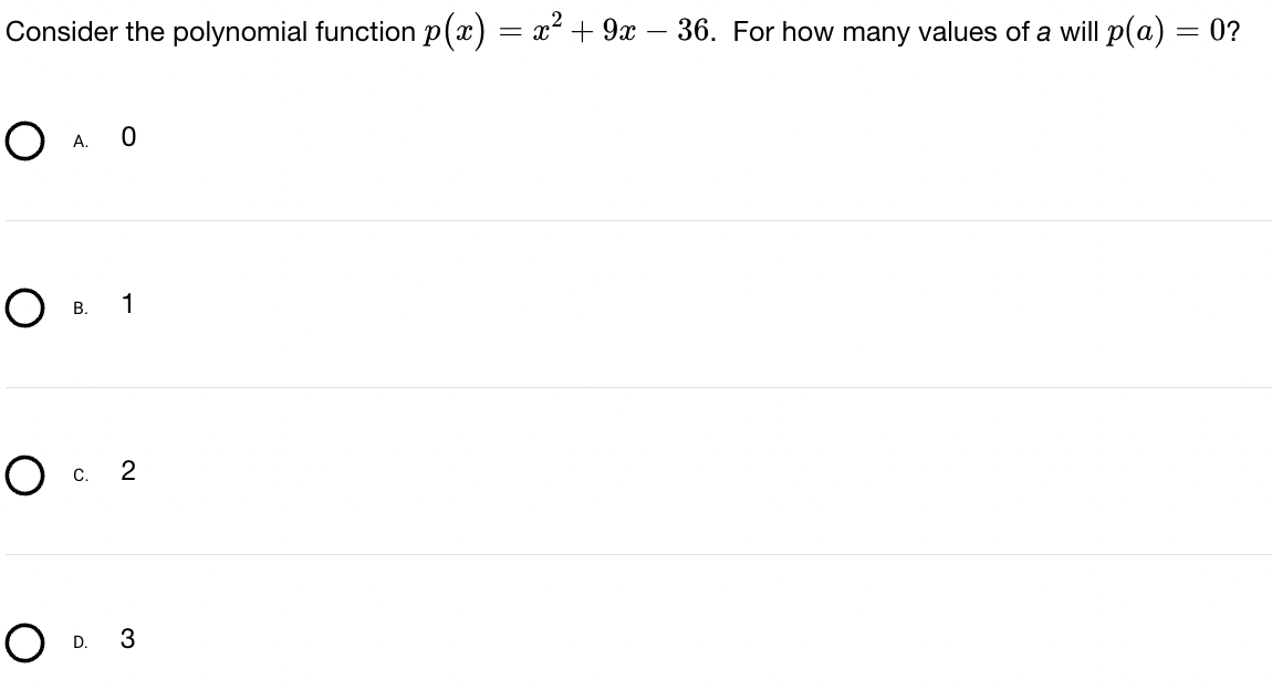 Solved Consider the polynomial function p(x)=x2+9x−36. For | Chegg.com