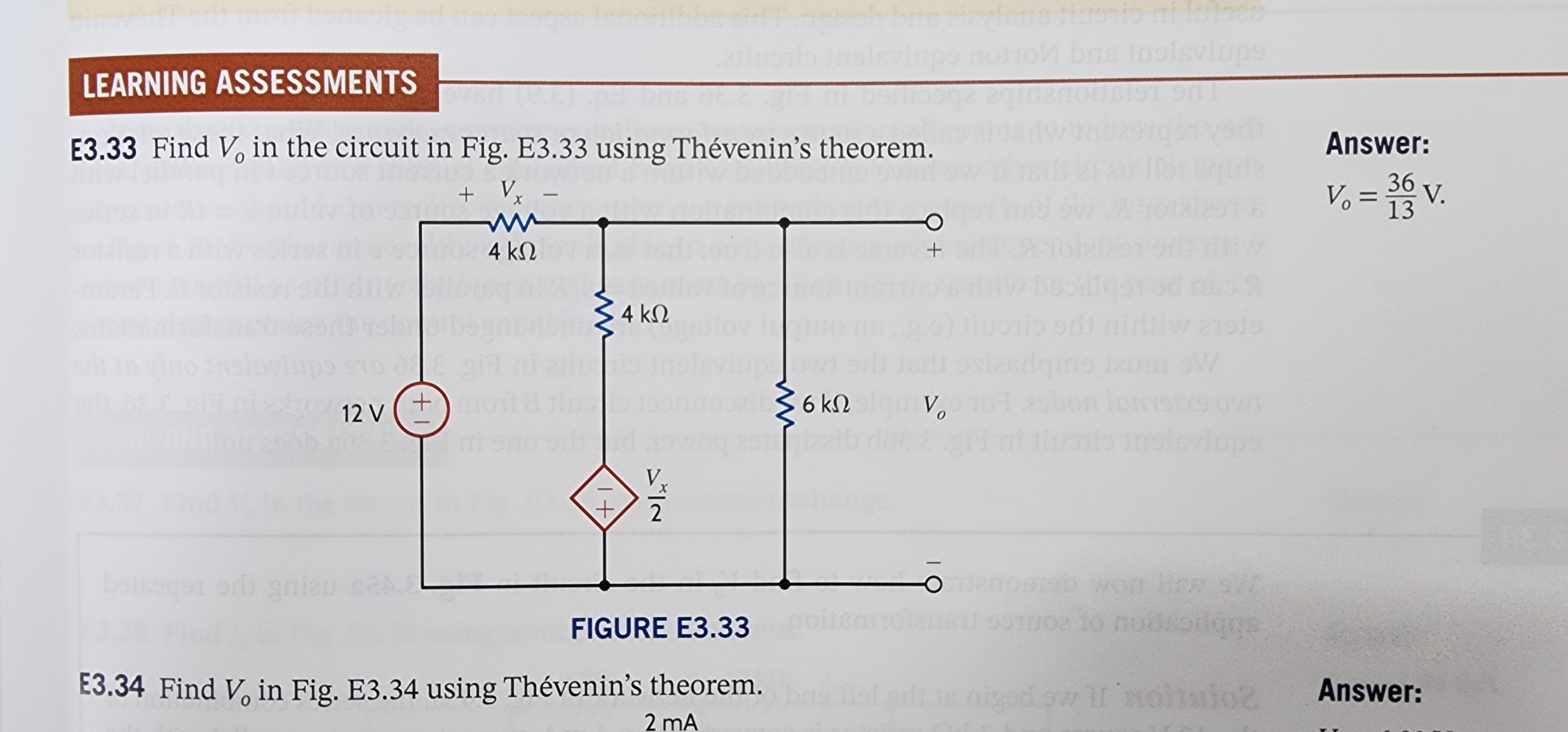 Solved E3.33 Find V0 in the circuit in Fig. E3.33 using | Chegg.com
