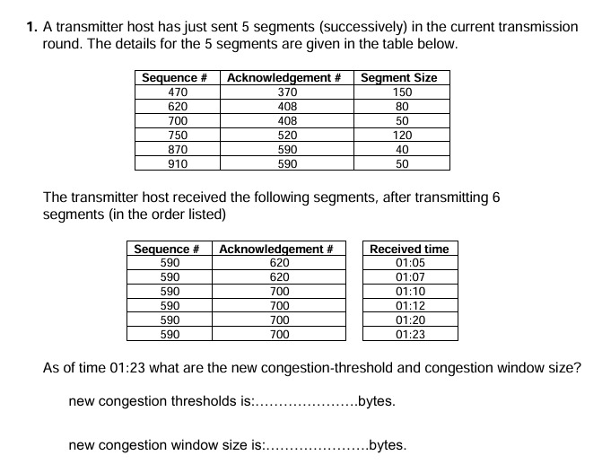 Solved A transmitter host has just sent 5 ﻿segments | Chegg.com
