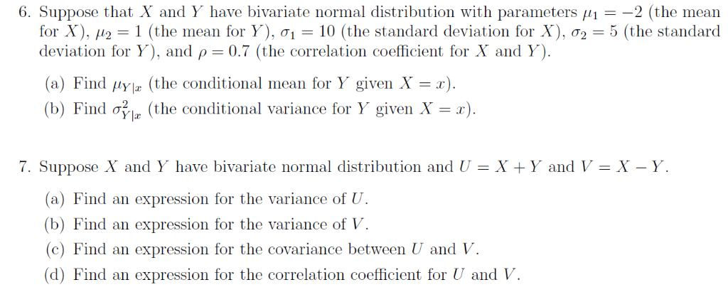Solved 6. Suppose that X and Y have bivariate normal | Chegg.com