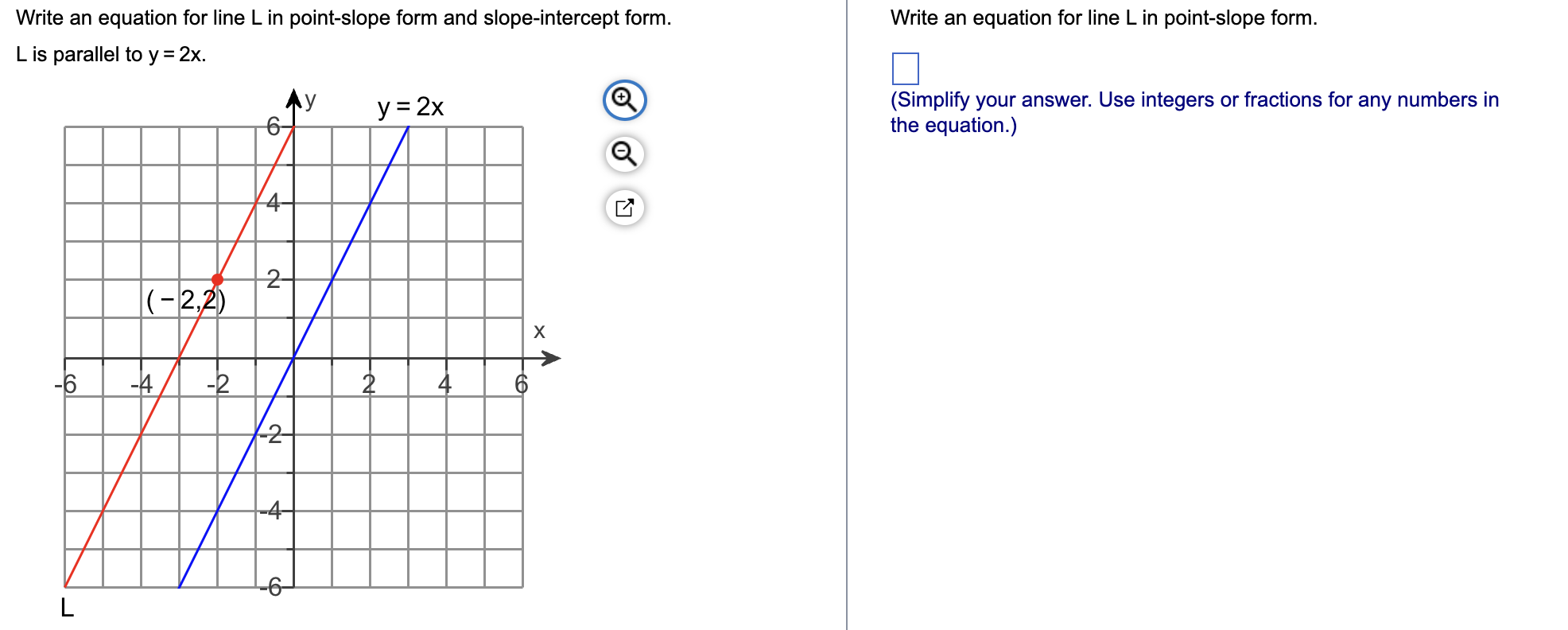 Solved Write an equation for line L in point-slope form and | Chegg.com