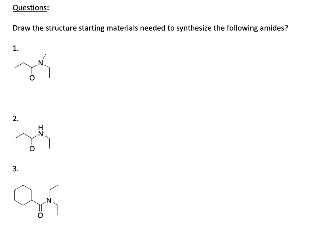 Solved Questions: Draw the structure starting materials | Chegg.com