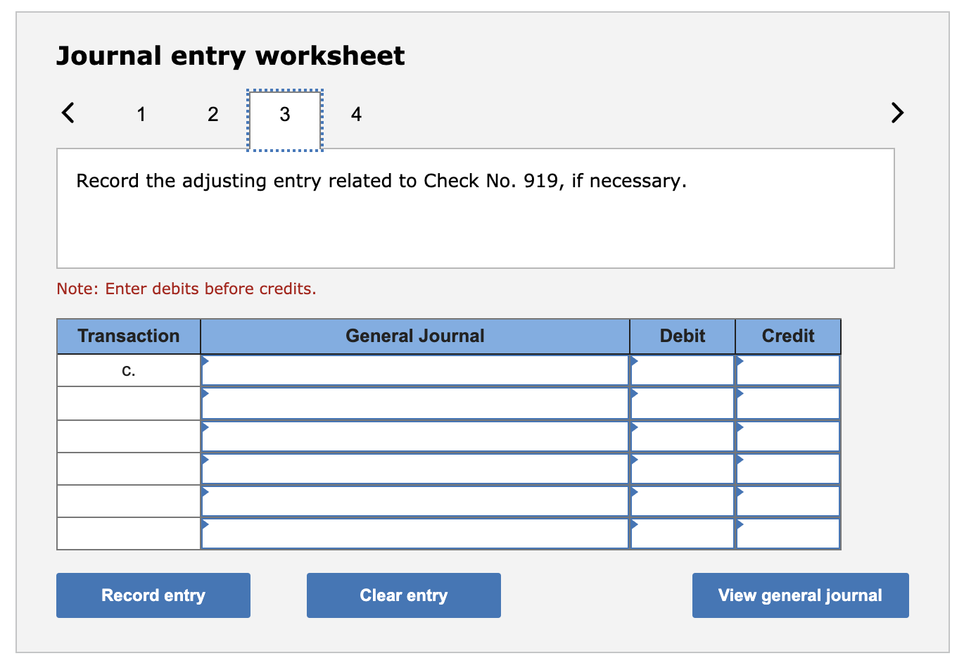 Solved Journal entry worksheet 1 2 3 4 Record the adjusting | Chegg.com