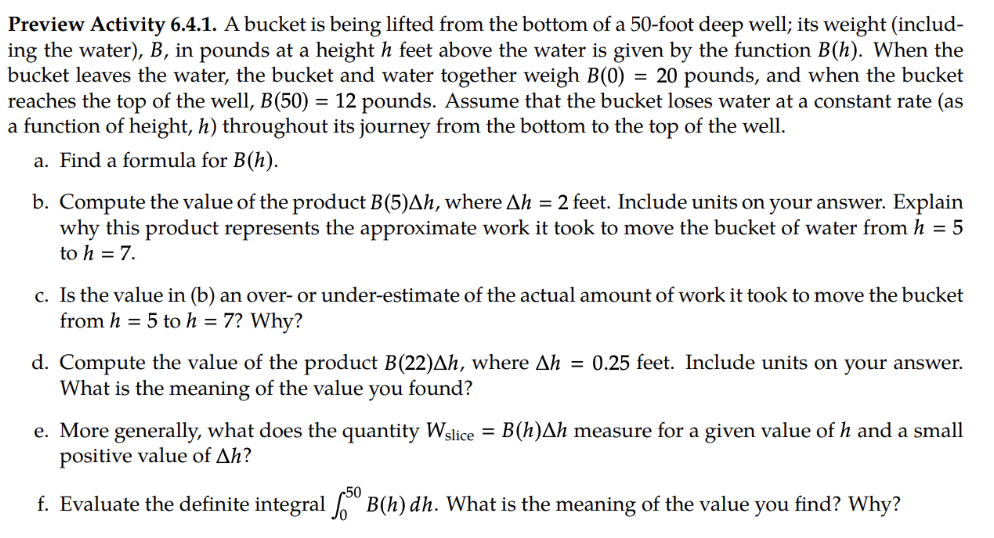 Solved Preview Activity 6.4.1. A bucket is being lifted from | Chegg.com