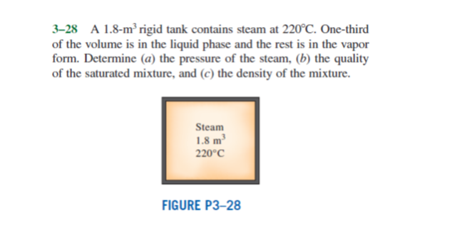 Solved 3-28 A 1.8−m3 rigid tank contains steam at 220∘C. | Chegg.com