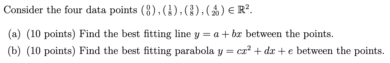 Solved Consider the four data points | Chegg.com