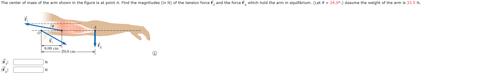 Solved The center of mass of the arm shown in the figure is | Chegg.com