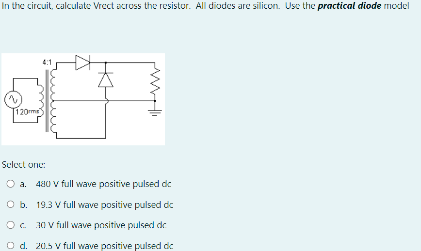 In the circuit, calculate Vrect across the resistor. | Chegg.com