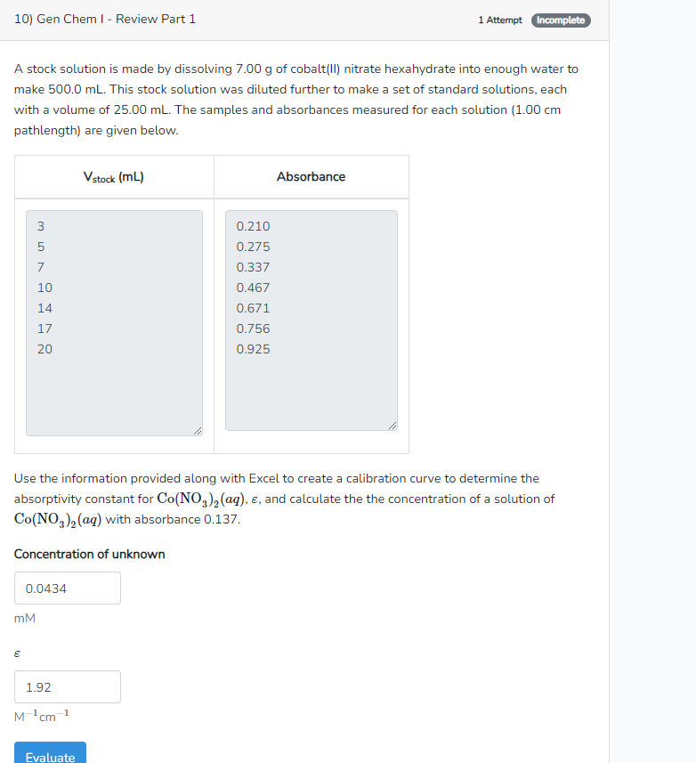 Solved A stock solution is made by dissolving 7.00g ﻿of | Chegg.com