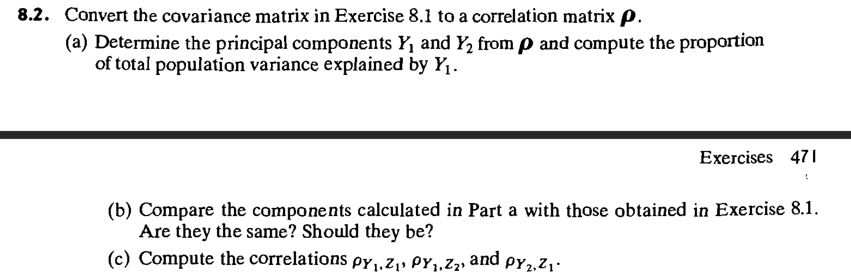 .2. Convert the covariance matrix in Exercise 8.1 to | Chegg.com