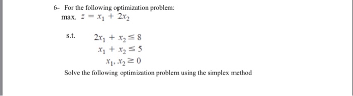 Solved 6- For the following optimization problem: Solve the | Chegg.com