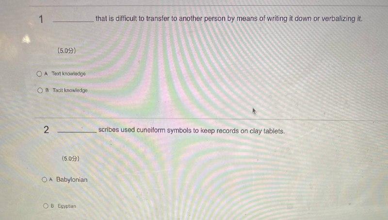 Solved 1 that is difficult to transfer to another person by | Chegg.com