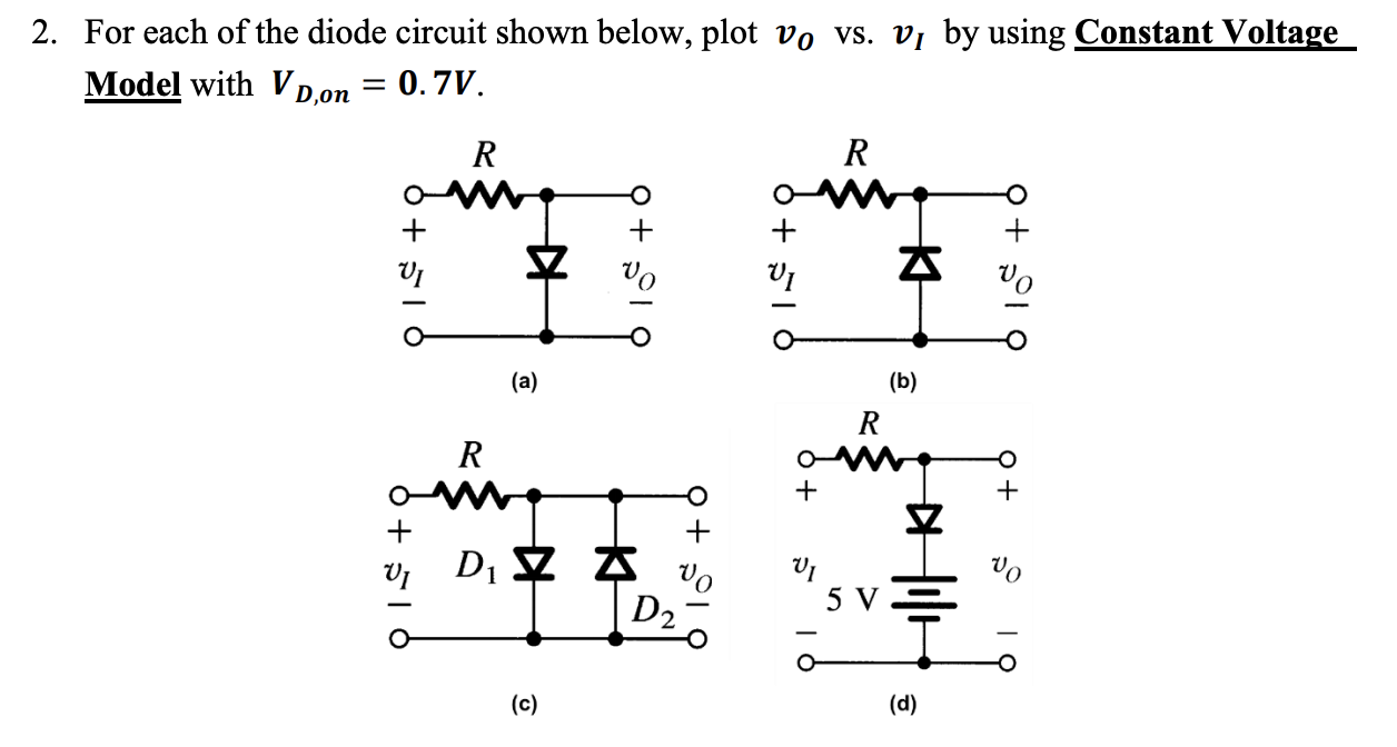 Solved 2. For each of the diode circuit shown below, plot vo | Chegg.com