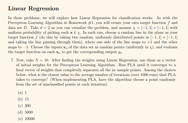 Solved Linear Regression In these problems, we will explore | Chegg.com