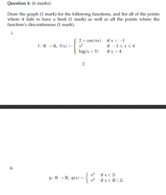 Solved Draw the graph (1 mark) for the following functions, | Chegg.com