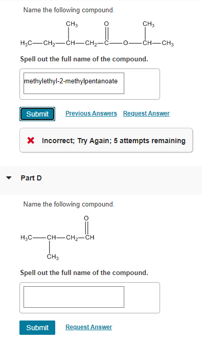 Solved Name the following compound. Spell out the full name | Chegg.com