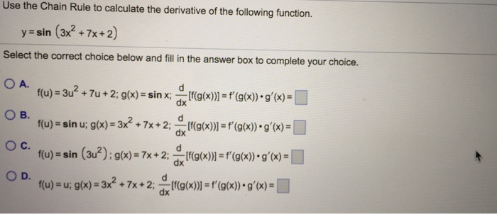 Solved Use the Chain Rule to calculate the derivative of the | Chegg.com