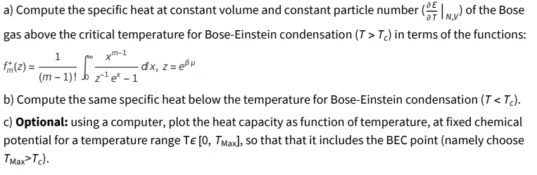 Solved a) ﻿Compute the specific heat at constant volume and | Chegg.com
