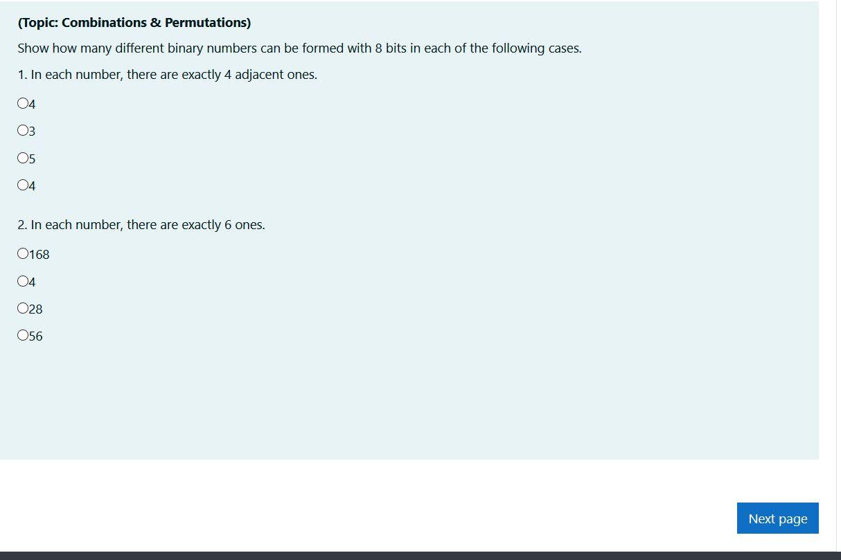 Solved (Topic: Combinations & Permutations) Show how many | Chegg.com