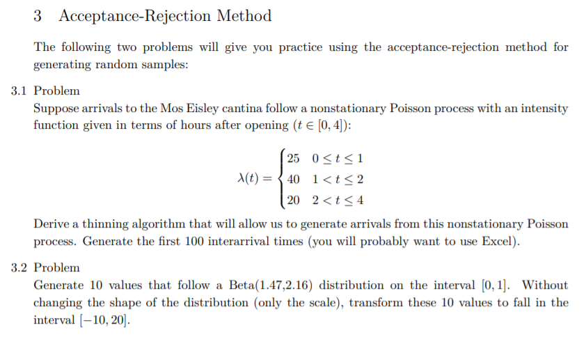 3 Acceptance-Rejection Method The following two | Chegg.com