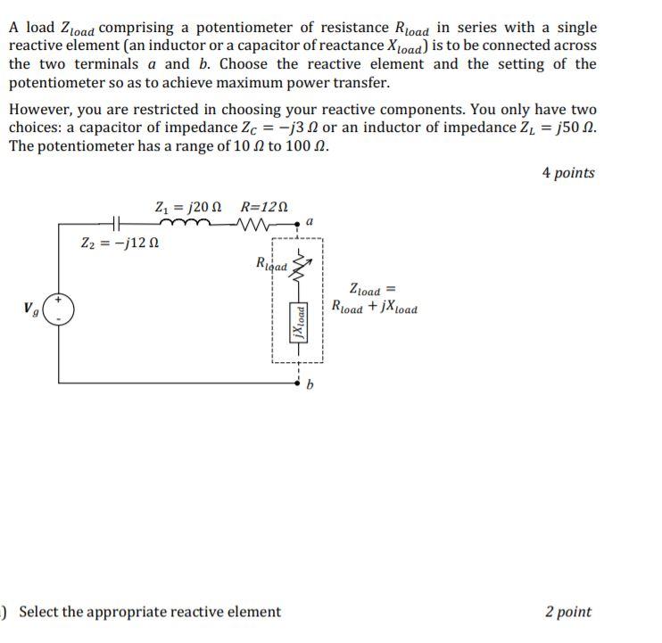 Solved b) Calculate the value of the resistance RZ[\] that | Chegg.com