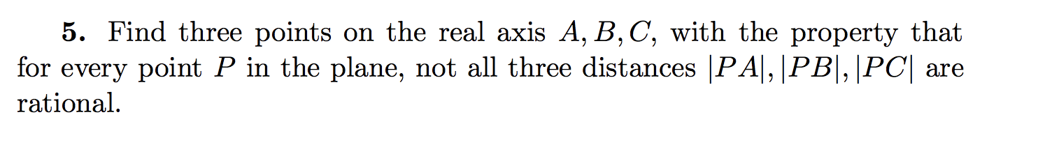 Solved 5. Find three points on the real axis A, B, C, with | Chegg.com