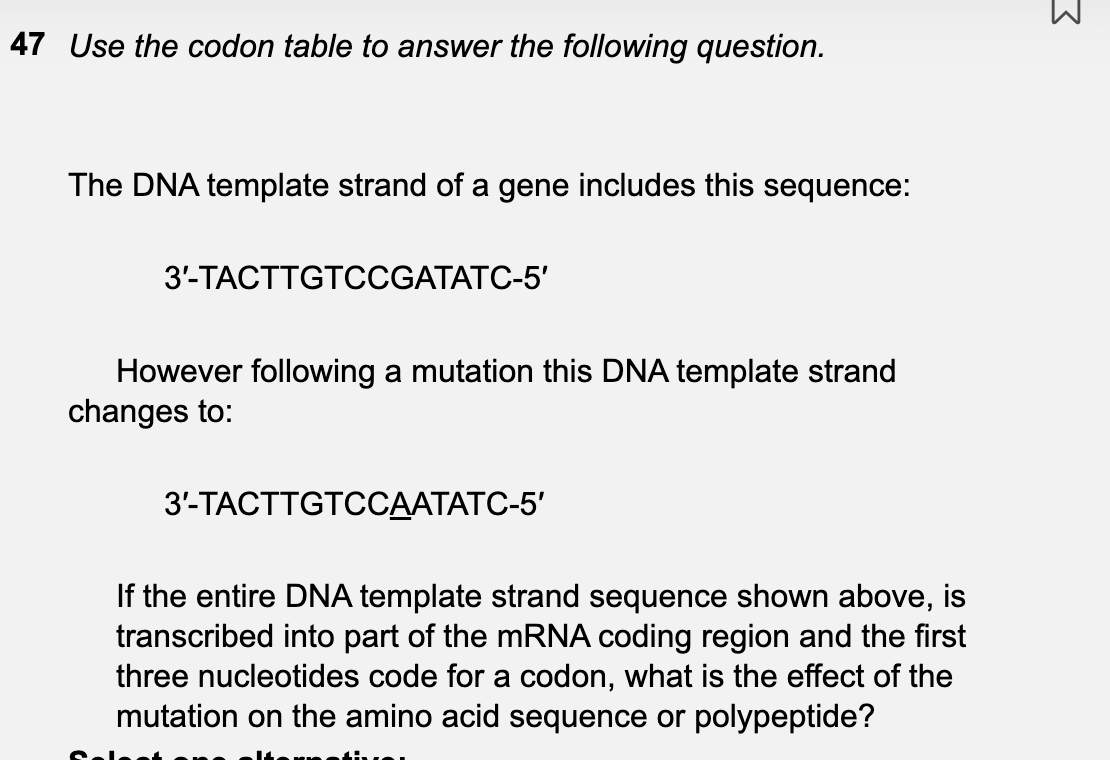 Solved 47 Use the codon table to answer the following | Chegg.com